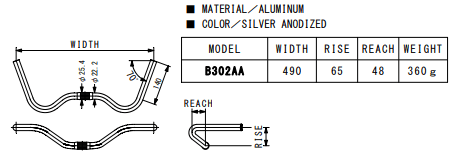 NITTO B302AA Swept Back Alloy Bar