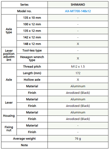 Shimano AX-MT700 E-Thru Axle
